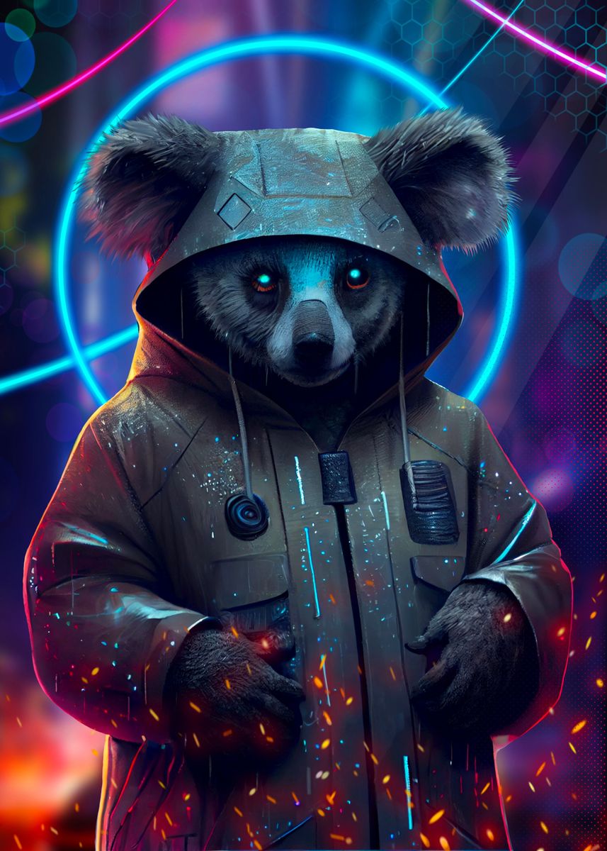 'panda cyberpunk' Poster, picture, metal print, paint by sinnois | Displate