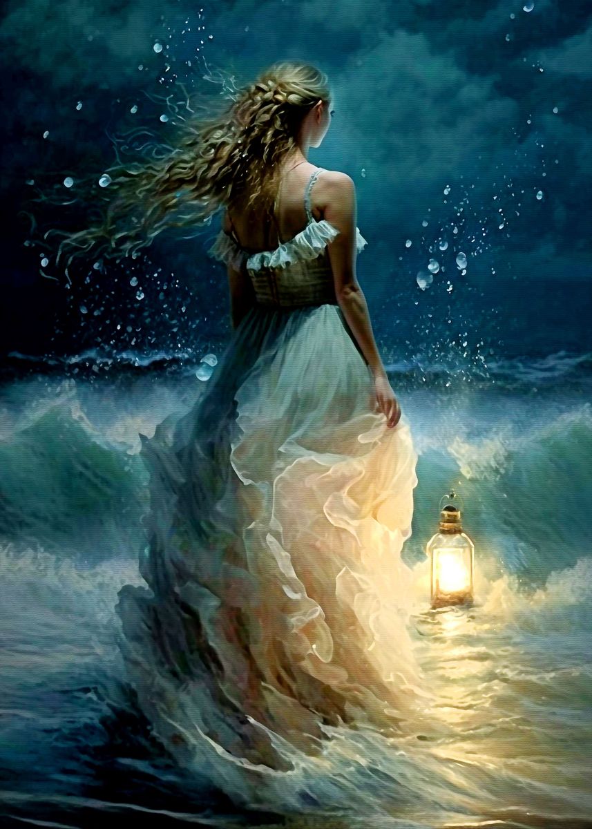 'Ocean Girl' Poster, picture, metal print, paint by mane kine | Displate