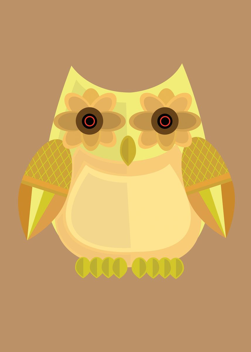'Harvest Owl Yellow' Poster, picture, metal print, paint by Adamzworld ...