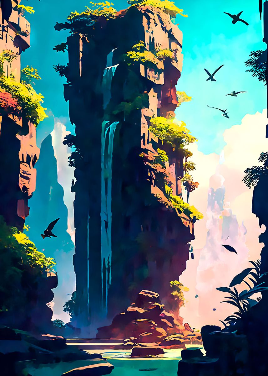 'Fantasy Landscape' Poster by tine Dons | Displate