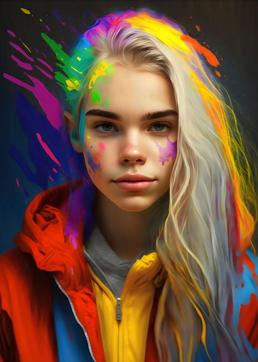 'Colorful blonde teen' Poster by Nathan Ponty | Displate