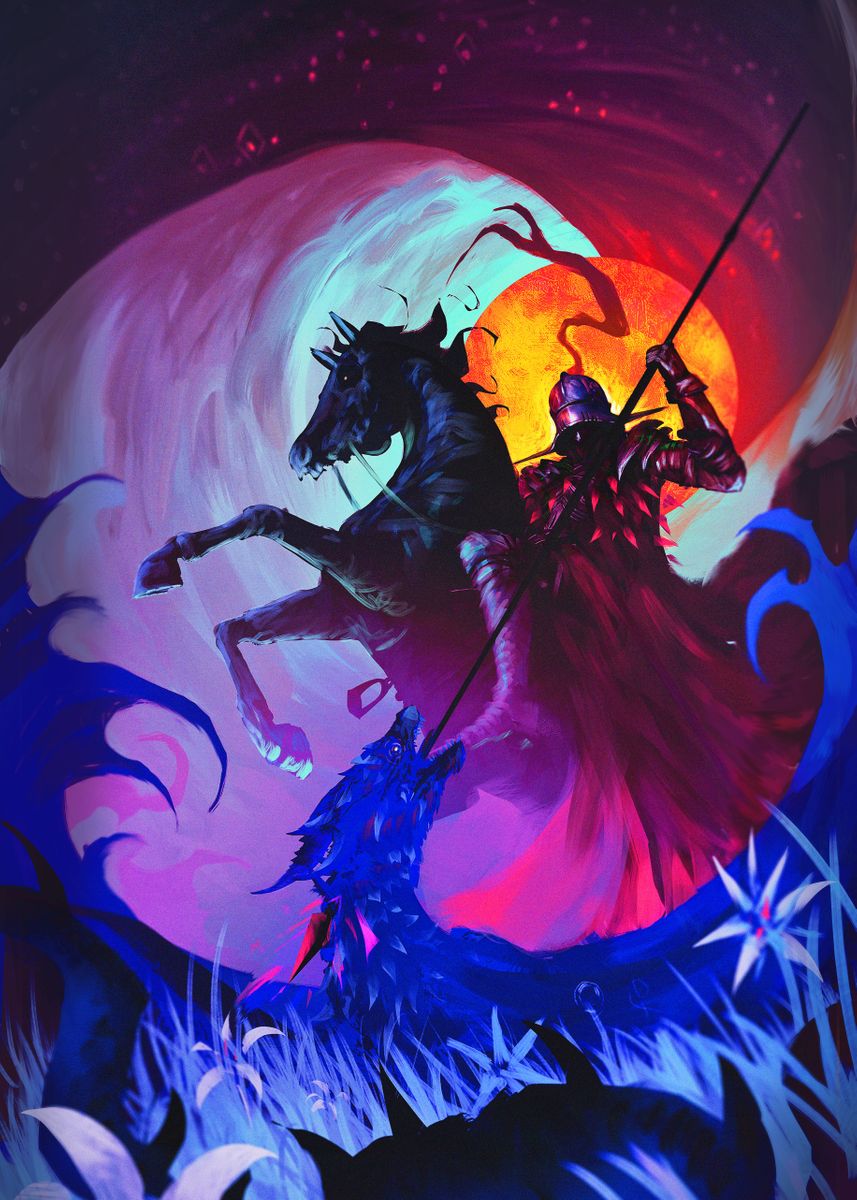 'The Knight and the Dragon' Poster, picture, metal print, paint by ...