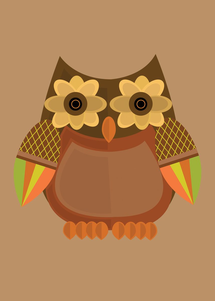 'Harvest Owl Brown' Poster, picture, metal print, paint by Adamzworld ...