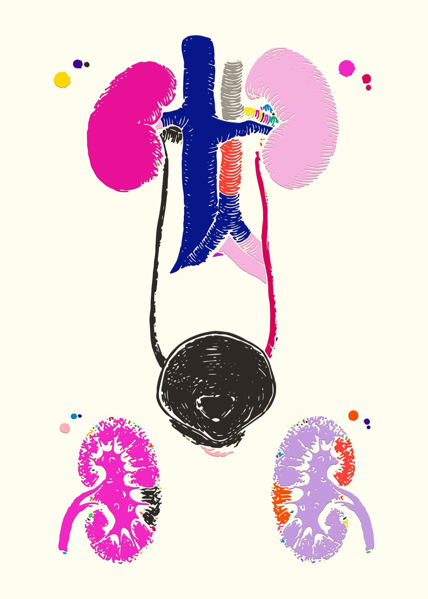 'Urinary Tract Anatomy' Poster, picture, metal print, paint by Dutton Jerrell | Displate