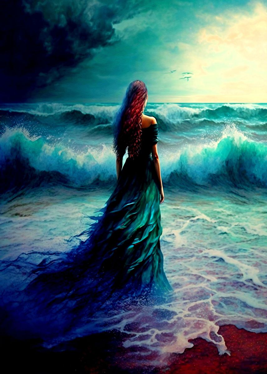 'Ocean Girl' Poster, picture, metal print, paint by mane kine | Displate
