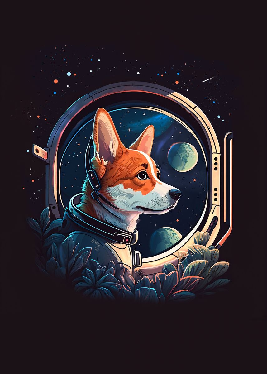 'Space Corgi' Poster, picture, metal print, paint by enterthevibee ...
