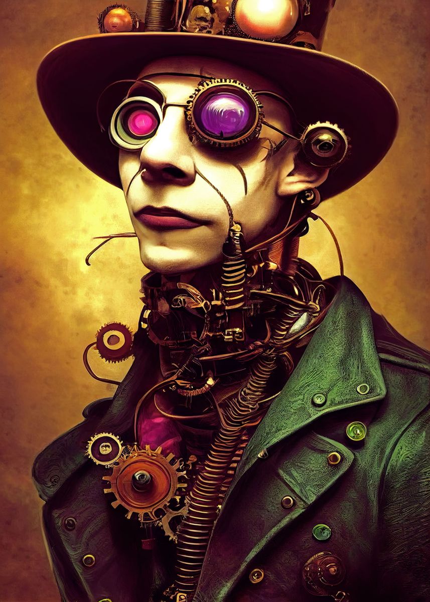 '24 Steampunk Evil Clown' Poster, picture, metal print, paint by Ralph ...