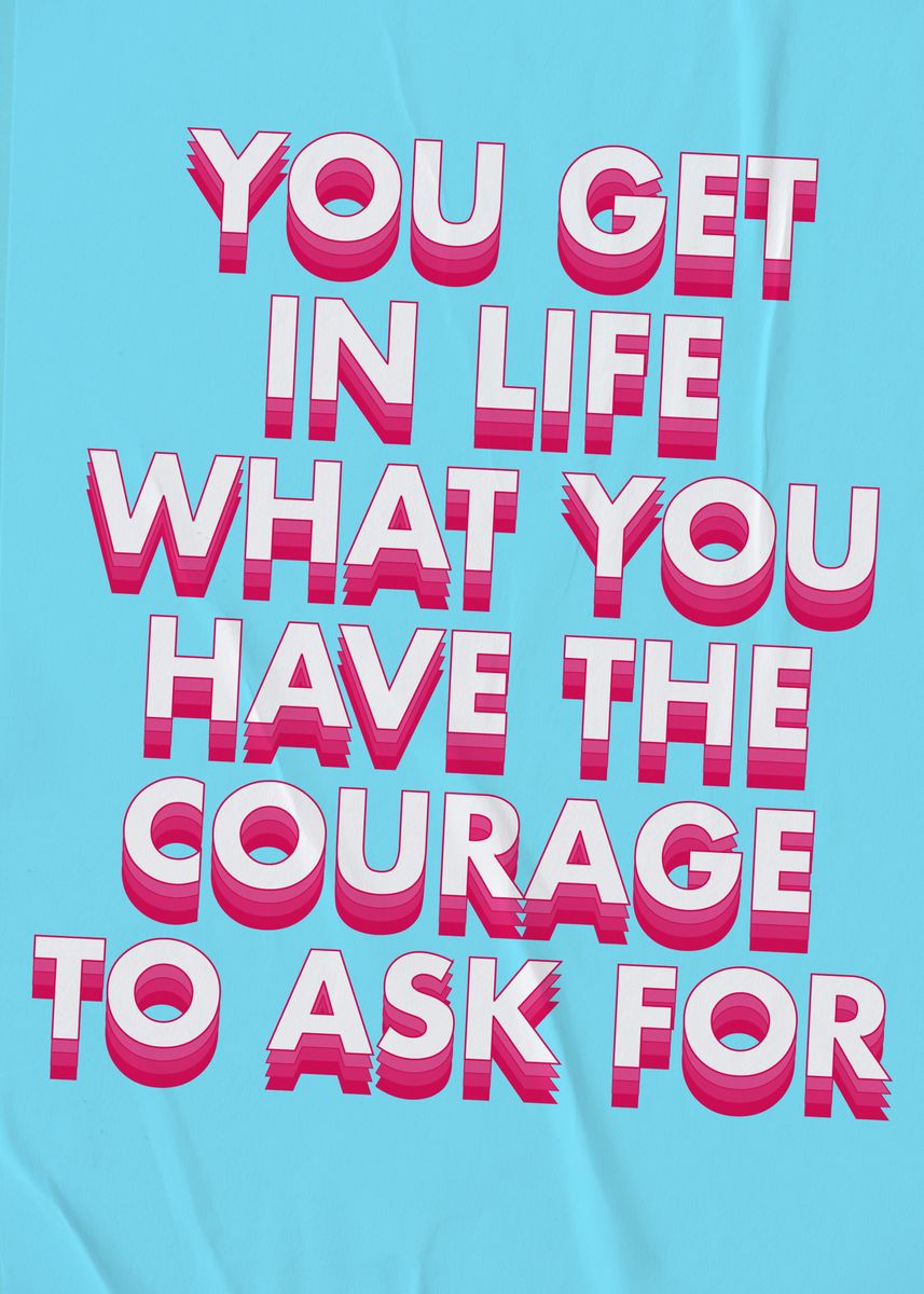 'Cute Pink Courage Quote' Poster, picture, metal print, paint by ...
