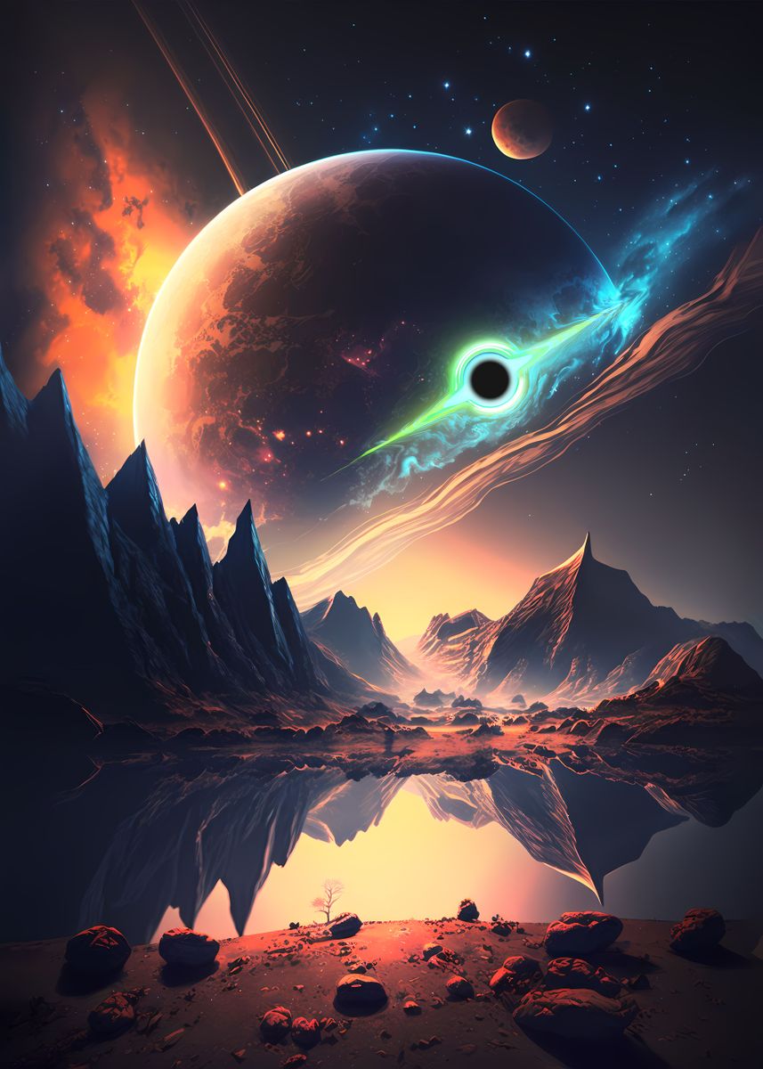 'Black Hole Galactic Realm' Poster, picture, metal print, paint by ...