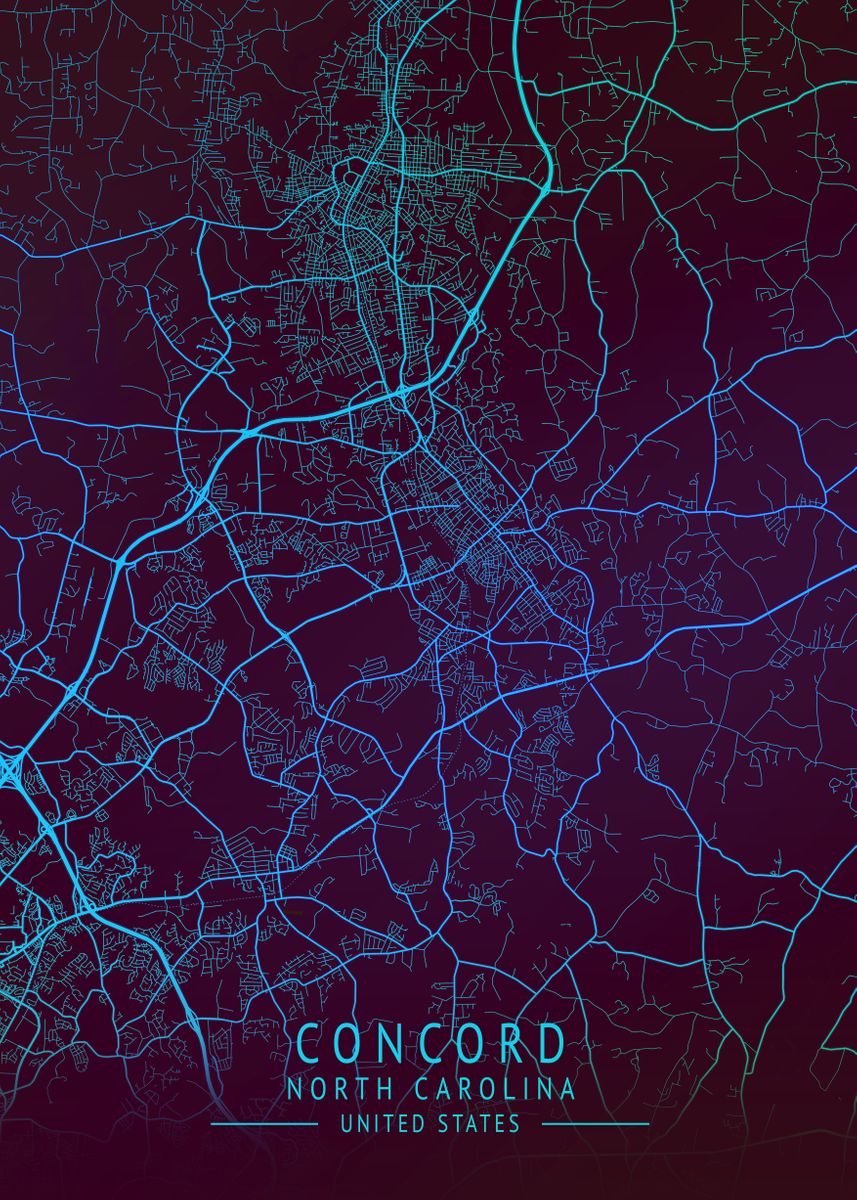 'Concord USA City Map' Poster, picture, metal print, paint by Gigi Bgm ...