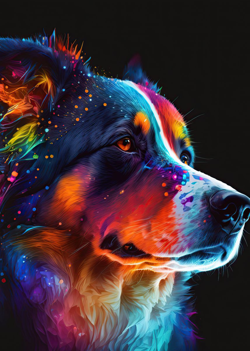 'Dog Neon Animal' Poster by Ahmet Thorpe | Displate