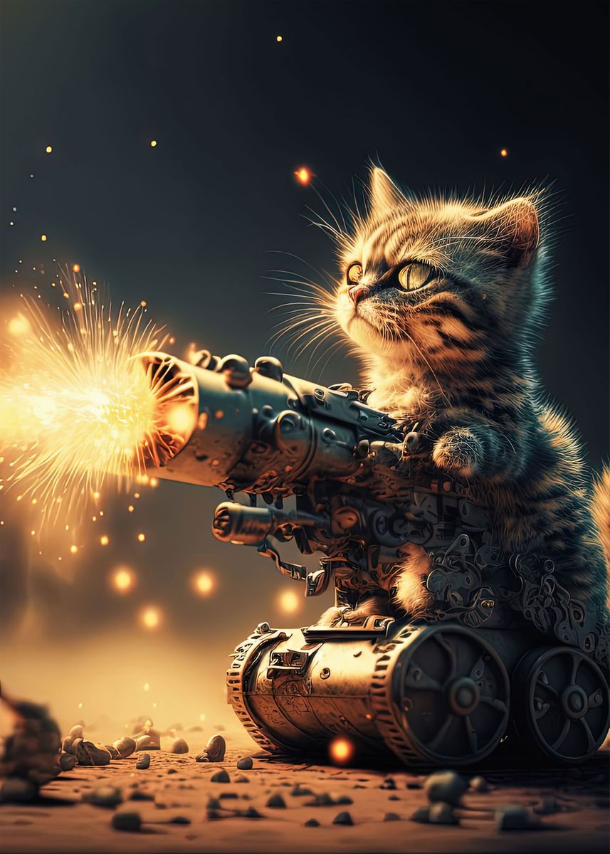 'Funny Cat' Poster, picture, metal print, paint by Animal Wildlife ...