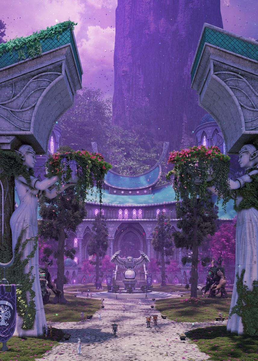 'Elven City' Poster, picture, metal print, paint by dreamwalker | Displate