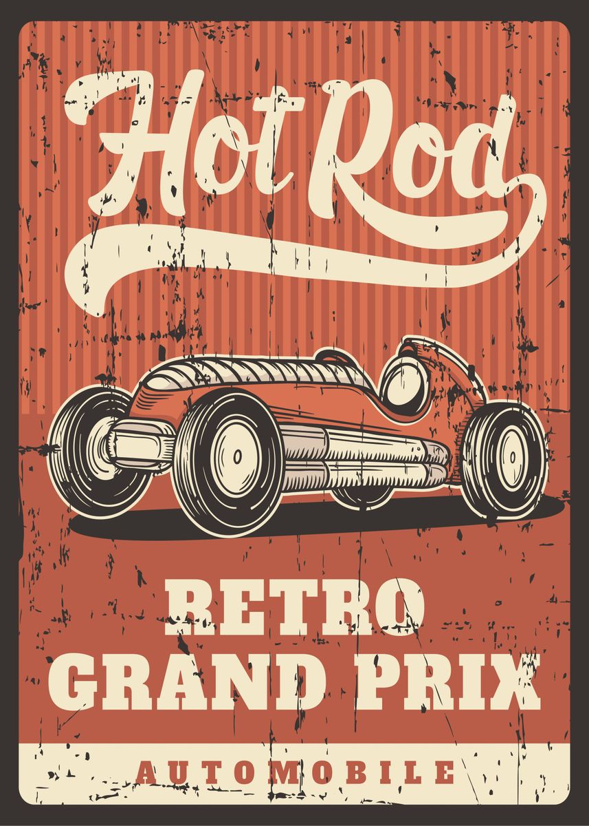 'Hot Rod Grand Prix' Poster, picture, metal print, paint by Naso | Displate