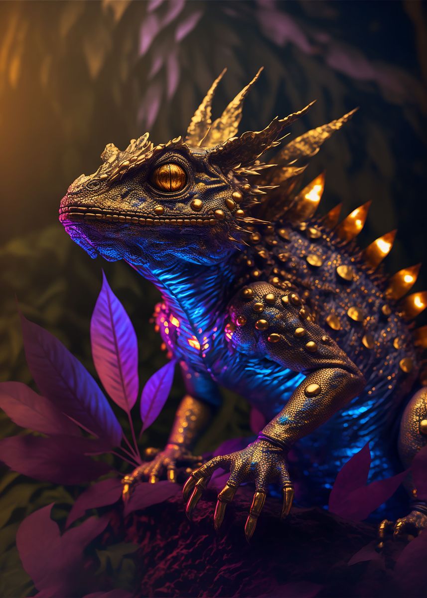 'Colorful abstract lizard' Poster, picture, metal print, paint by ...