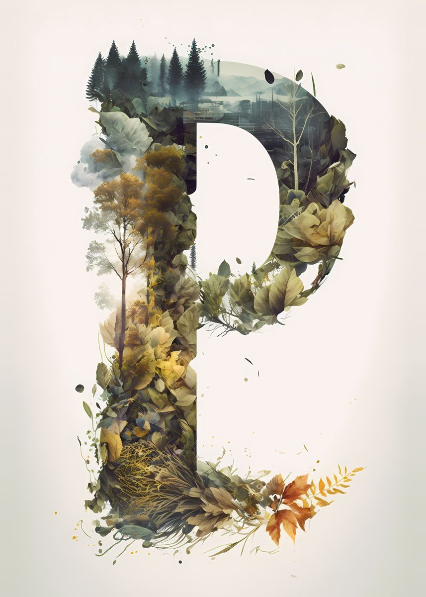 'Letter P Double Exposure' Poster, picture, metal print, paint by ...