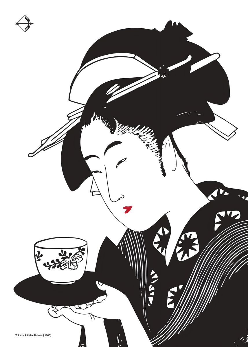 'Tokyo BW Alitalia Geisha' Poster, picture, metal print, paint by Izu ...