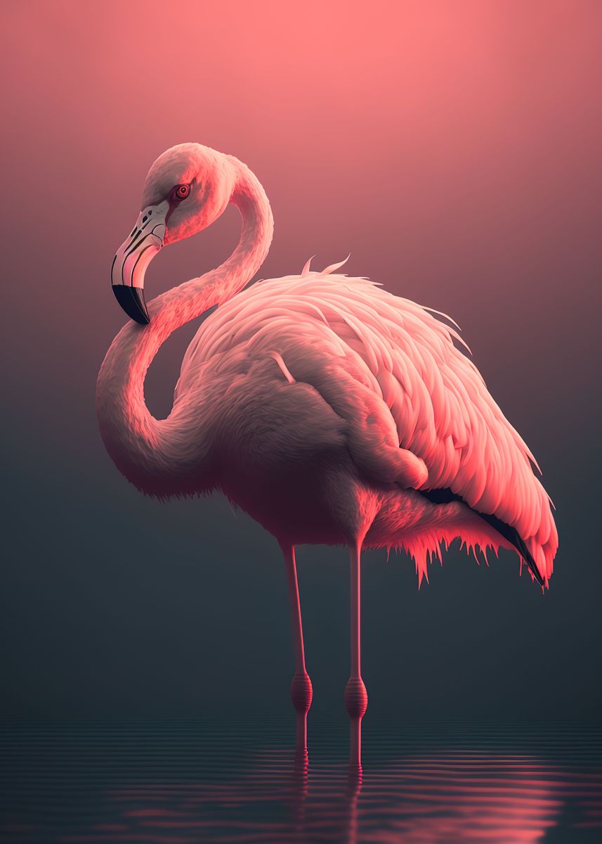 'pink flamingo ' Poster, picture, metal print, paint by Daniaal ...