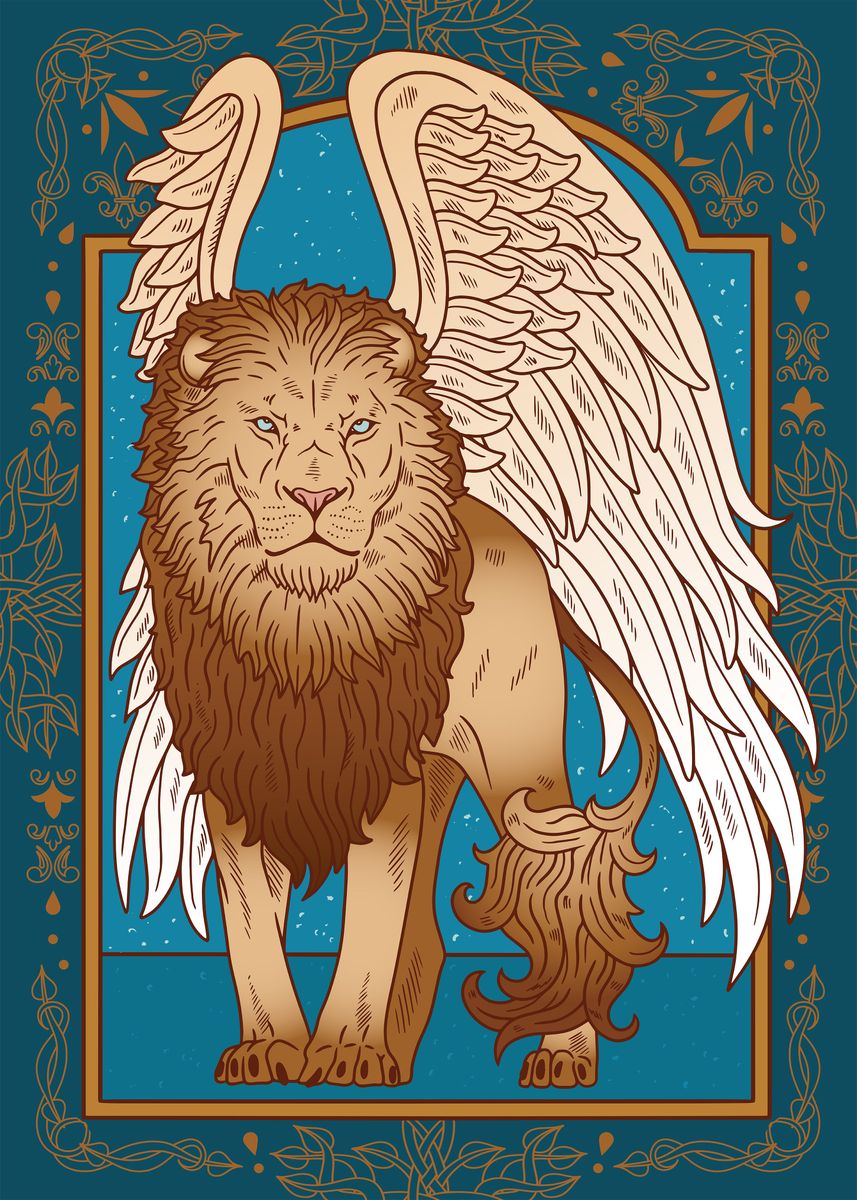 'Winged Lion' Poster, picture, metal print, paint by Cool Worker | Displate