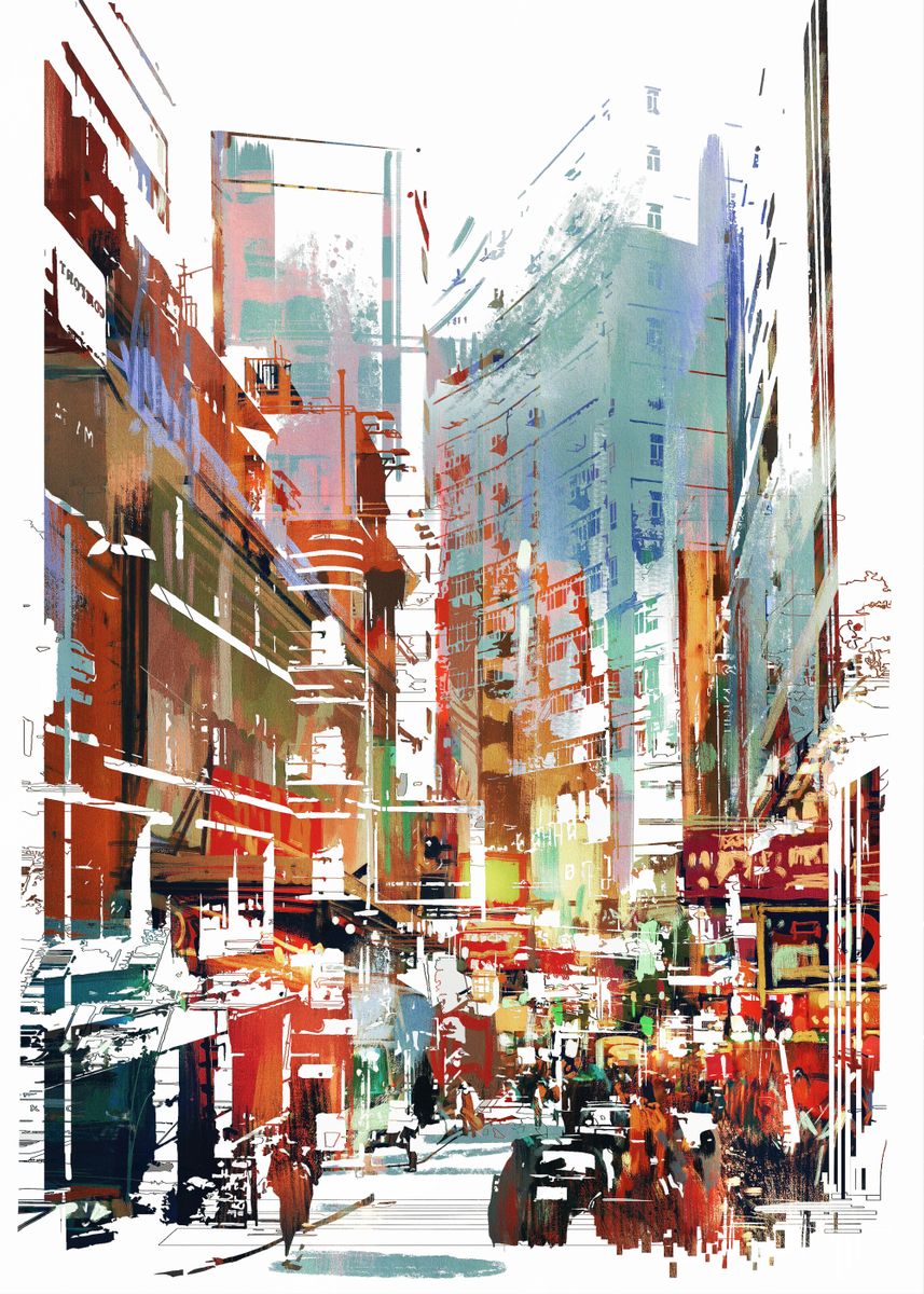 'Urban street' Poster, picture, metal print, paint by Color Art | Displate