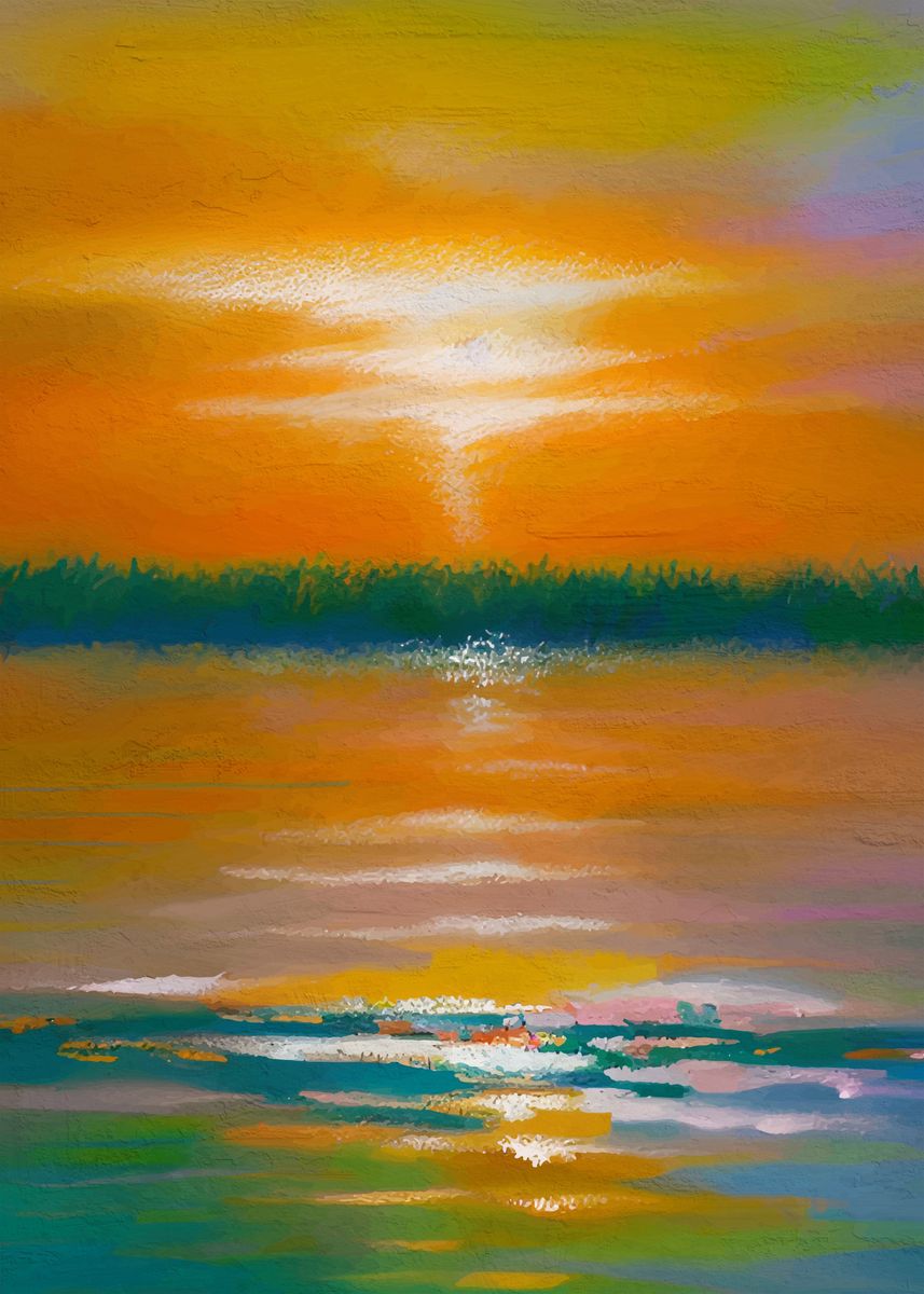'Colorful romantic sunset' Poster, picture, metal print, paint by ...