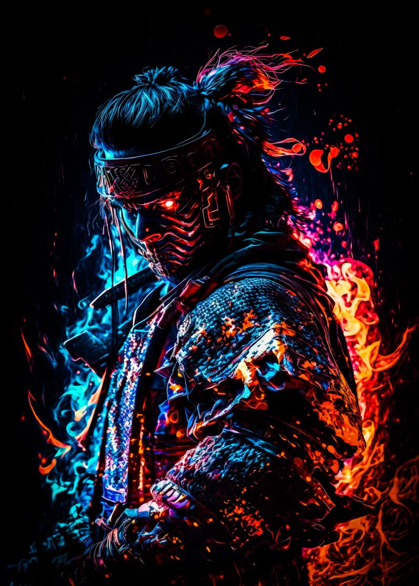 'Ninja' Poster, picture, metal print, paint by Xi Designs | Displate