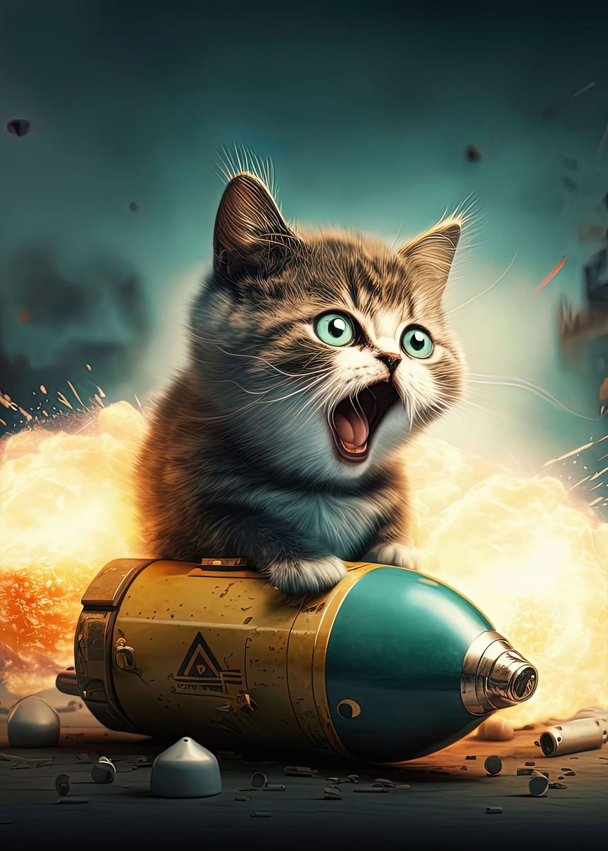 'Funny Cat' Poster, picture, metal print, paint by Animal Wildlife ...