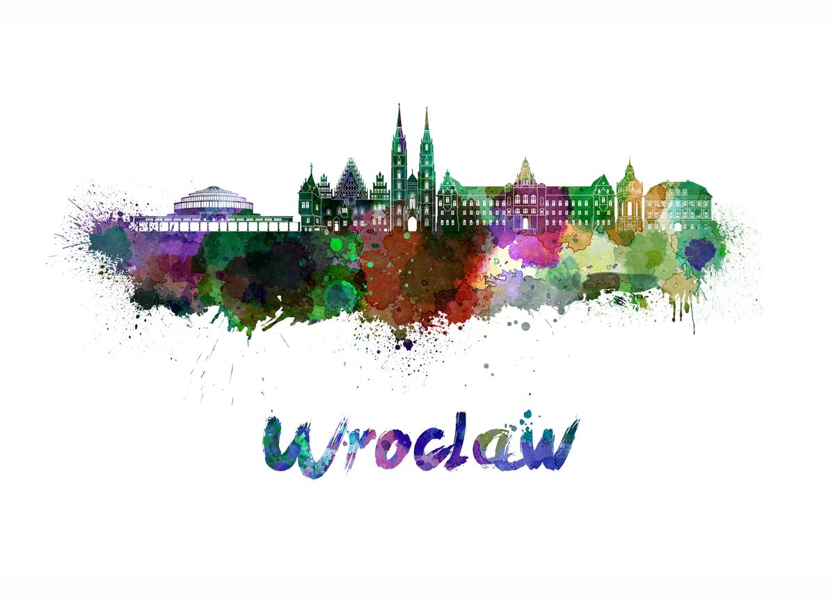 'Wroclaw skyline' Poster by Cristina Romero | Displate