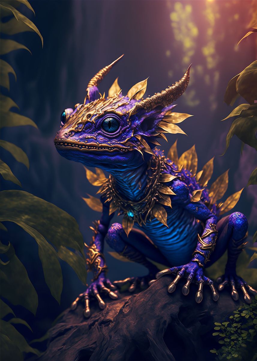 'Colorful abstract gecko' Poster, picture, metal print, paint by ...