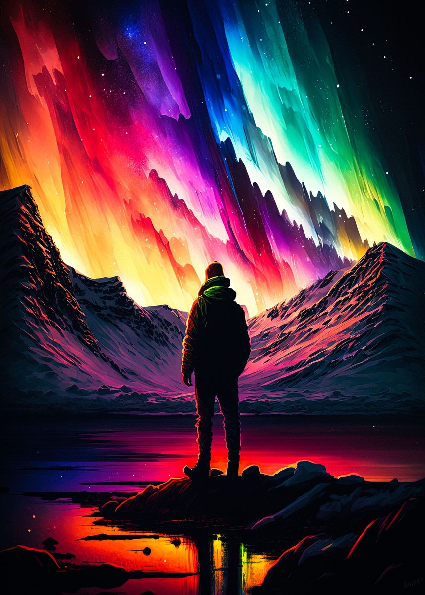 'Northern lights' Poster, picture, metal print, paint by Xi Designs ...