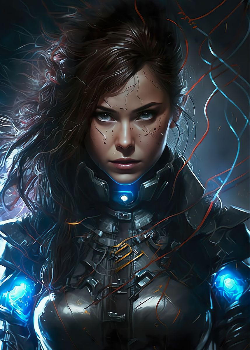 'Electronic Girl' Poster, picture, metal print, paint by ...