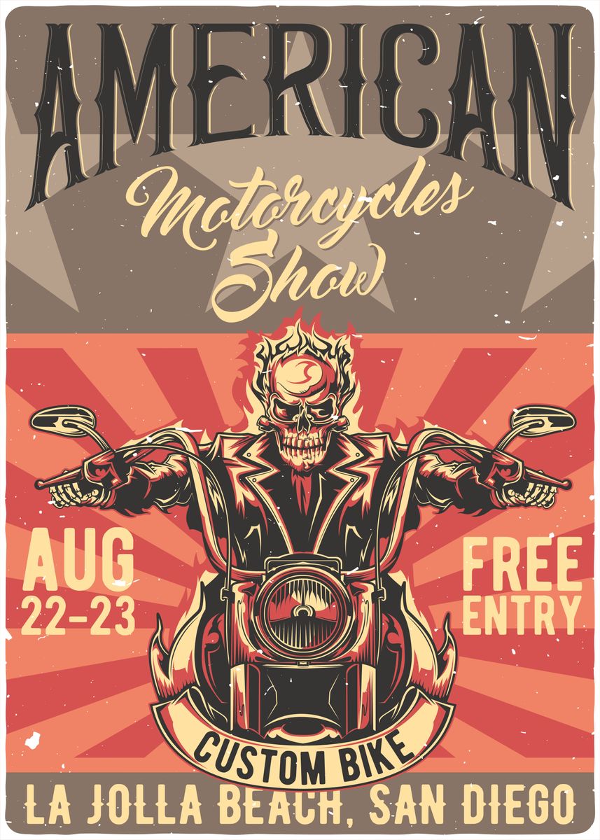 'Motorcycles Show' Poster, picture, metal print, paint by Naso | Displate