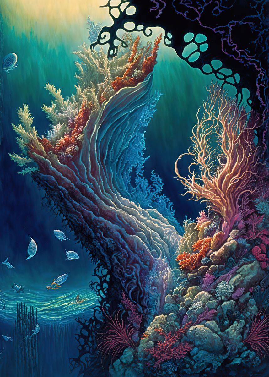 'beautiful underwater ' Poster, picture, metal print, paint by ...