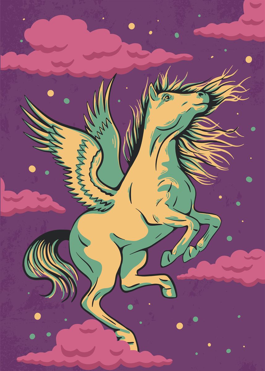 'Winged Horse' Poster, picture, metal print, paint by Cool Worker ...