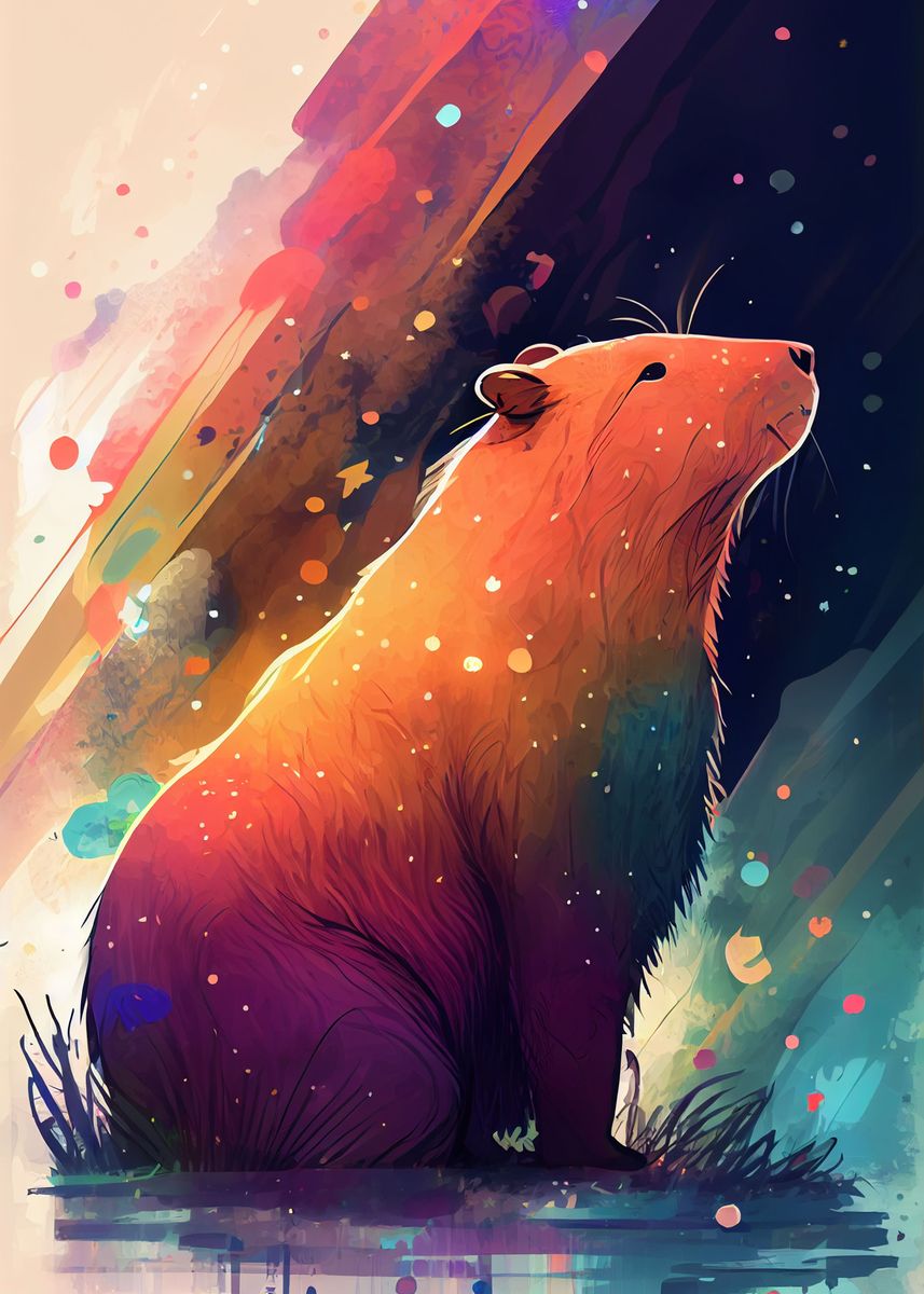 'Capybara Colorful' Poster, picture, metal print, paint by DecoyDesign ...