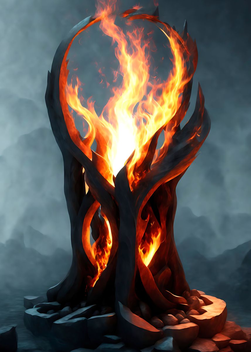 'ETERNAL FLAME SCULPTURE' Poster, picture, metal print, paint by ...