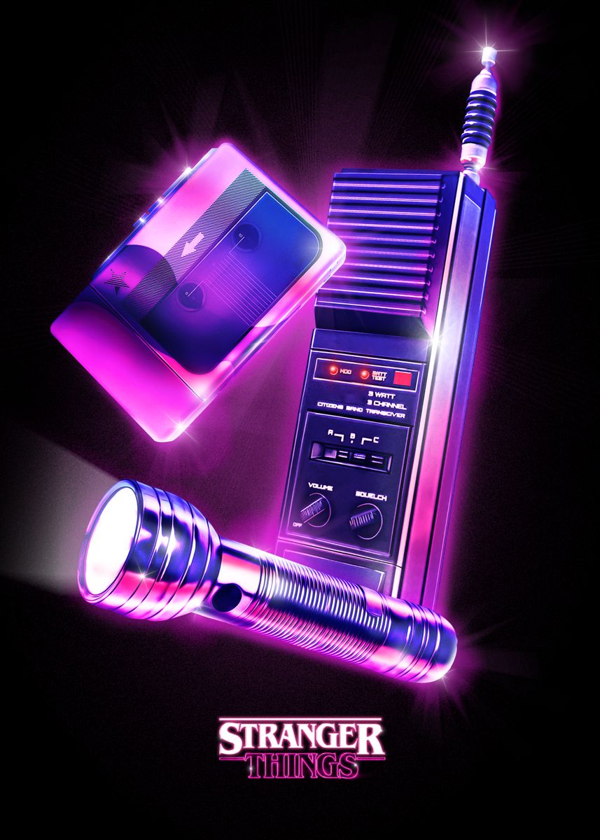 'Walkman Black' Poster, picture, metal print, paint by Stranger Things ...
