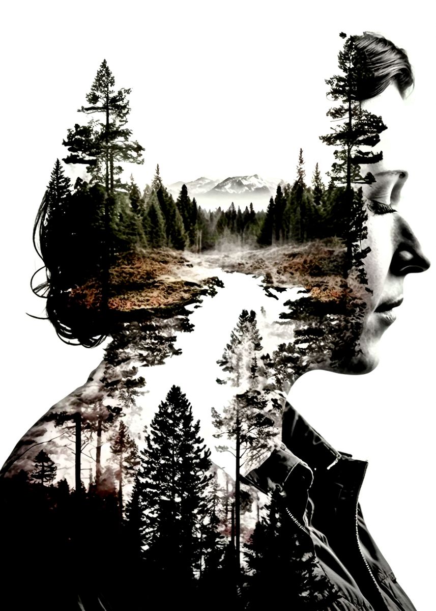 'Landscape in Woman face' Poster by Dare Neil | Displate