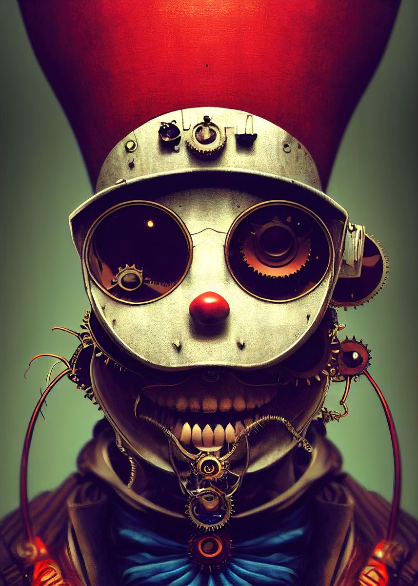 '35 Steampunk Evil Clown' Poster, picture, metal print, paint by Ralph ...