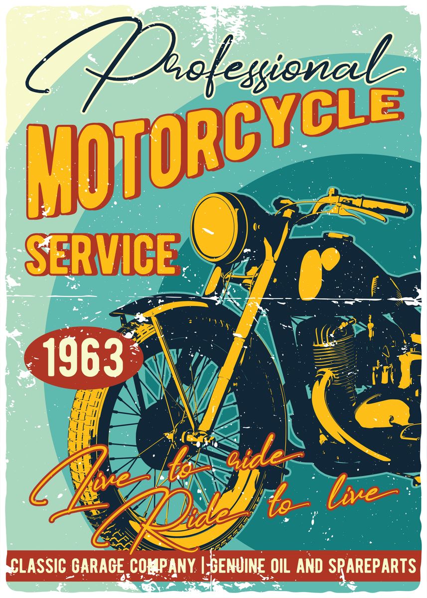 'Classic Motorcycles Garage' Poster, picture, metal print, paint by ...