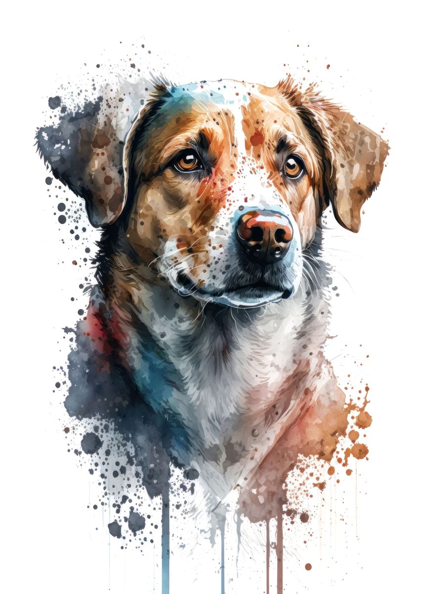 'Dog in watercolor' Poster, picture, metal print, paint by Byrdyak ...
