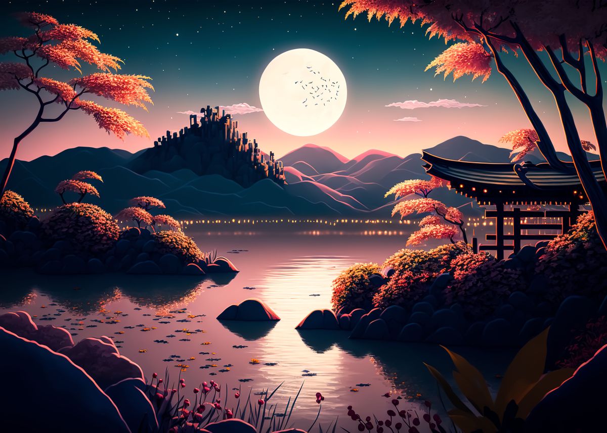 'japan landscape' Poster by I Love Displate | Displate