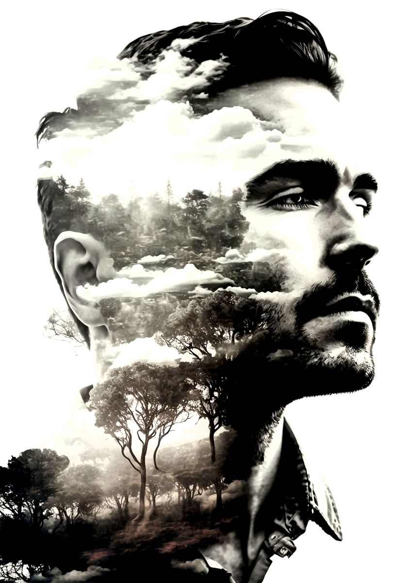 'Landscape in man face' Poster, picture, metal print, paint by Dare ...
