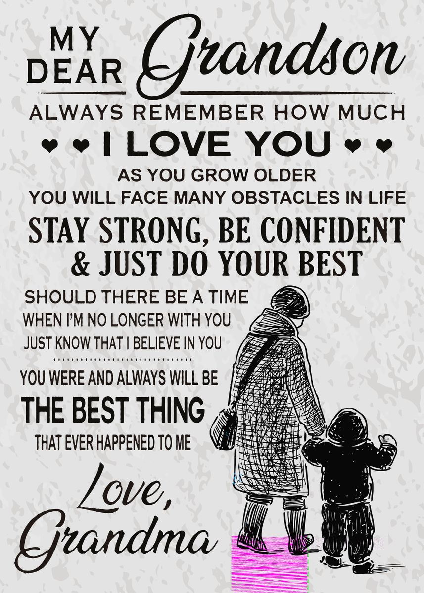 'My Dear Grandson Grandma' Poster, picture, metal print, paint by Loves ...