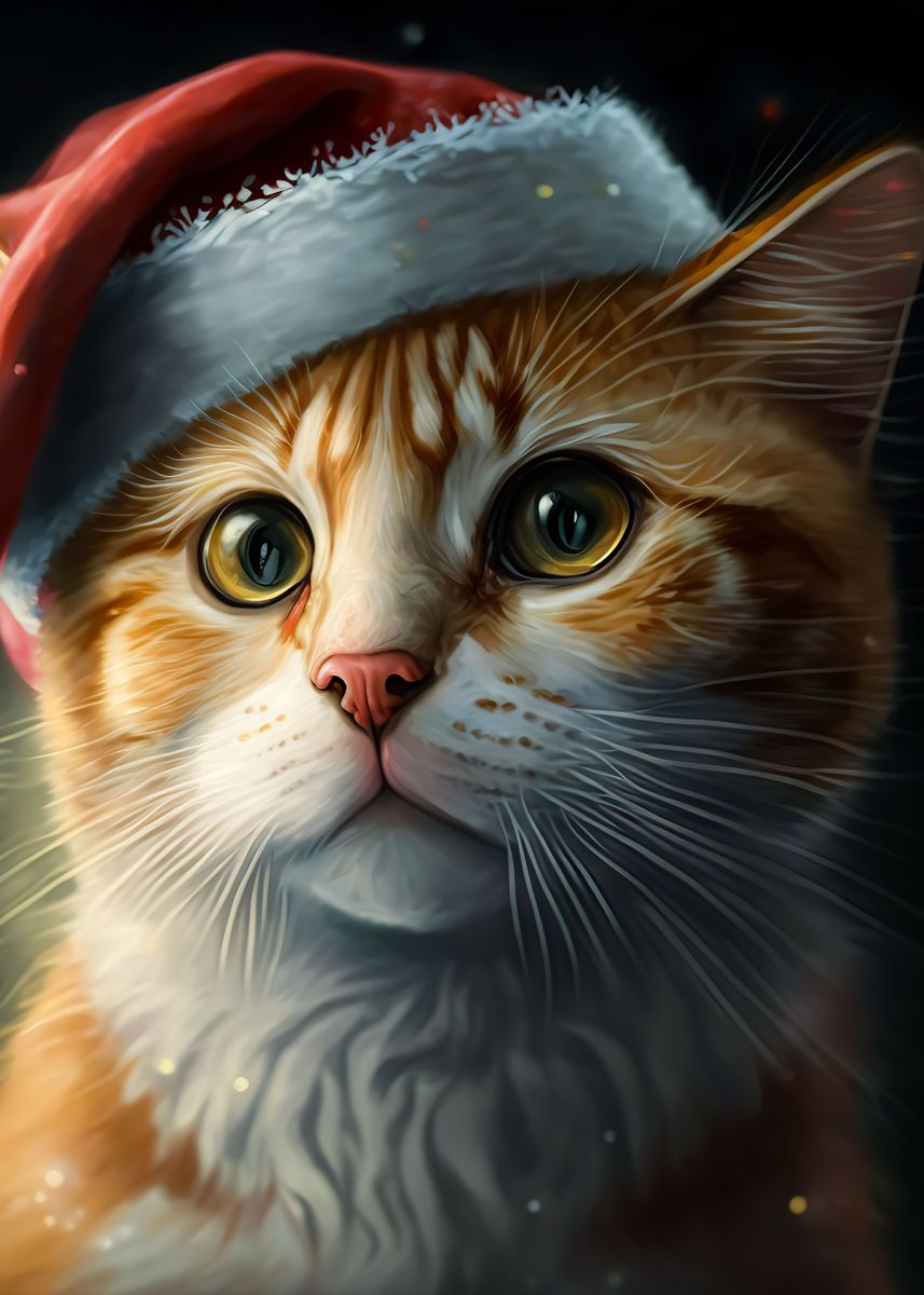 'cat christmas ' Poster, picture, metal print, paint by Marlie Cullen ...