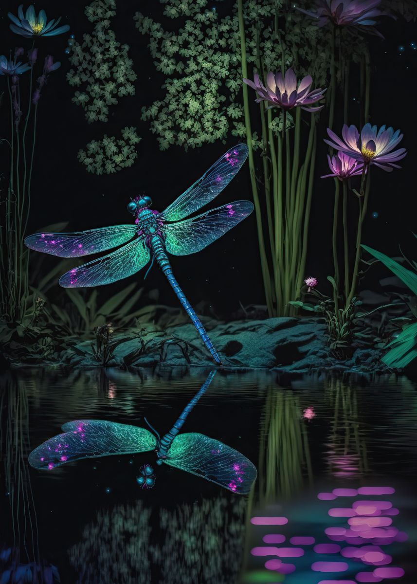 'Dragonfly Colorful' Poster, picture, metal print, paint by Silhouette ...