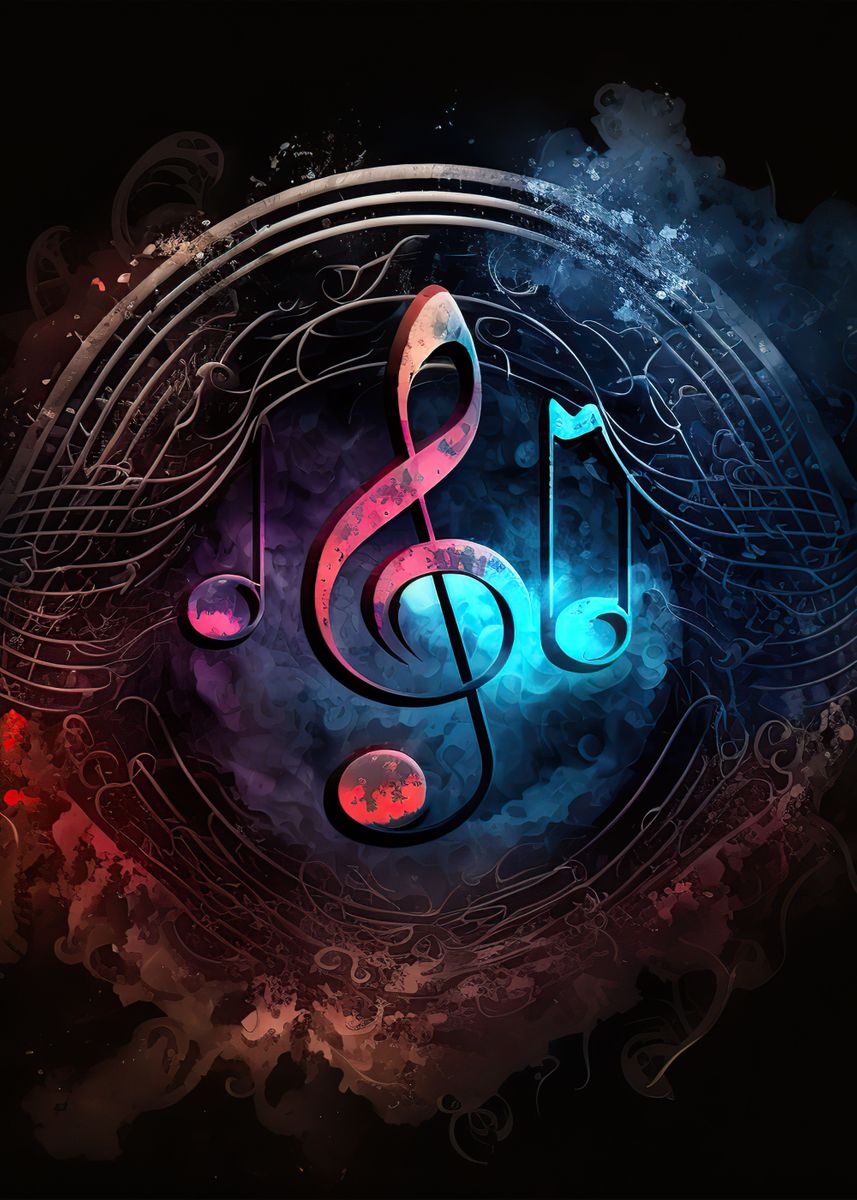 'Note Music' Poster, picture, metal print, paint by Childs Space | Displate