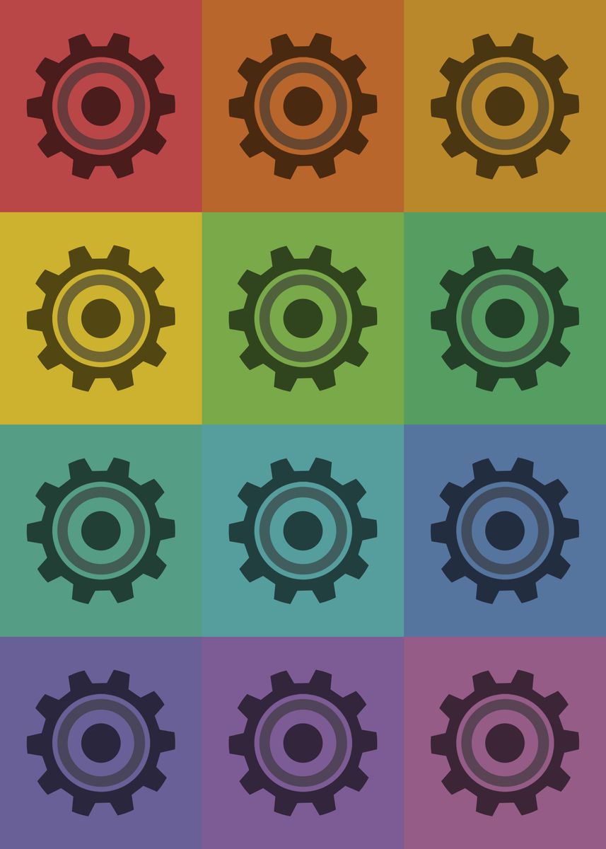 'Engineer Gears Pop Art' Poster, picture, metal print, paint by ...