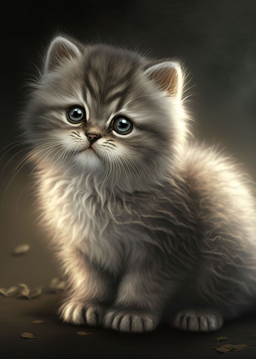 'cat cute animal' Poster, picture, metal print, paint by Philippa ...