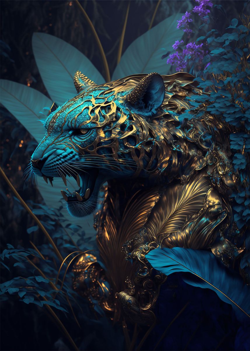 'colorful abstract panther ' Poster, picture, metal print, paint by ...